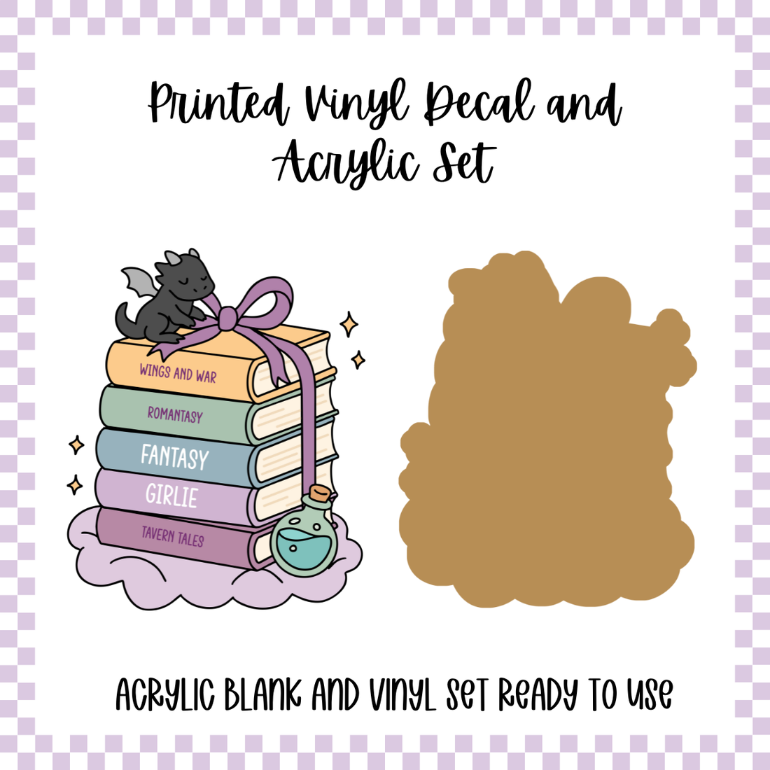 Printed Vinyl and Acrylic Set - Fantasy Girlie Book Stack – Two Little ...
